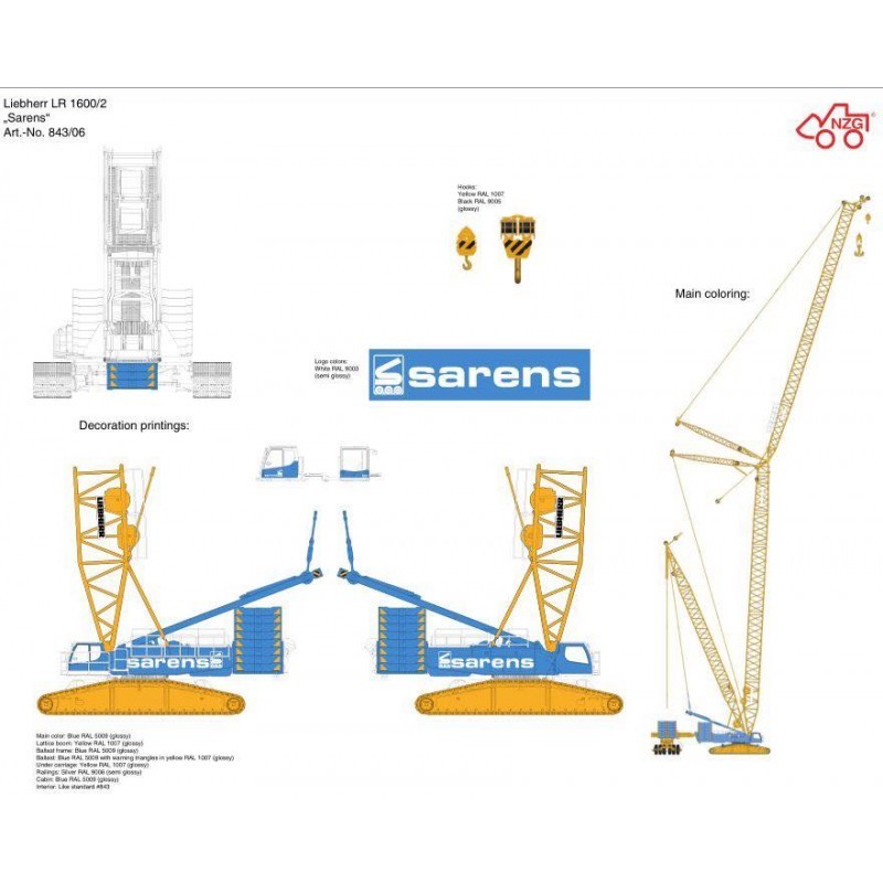 NZG 843/06 Liebherr LR1600-2 gru cingolata tralicciata + derrick S...
