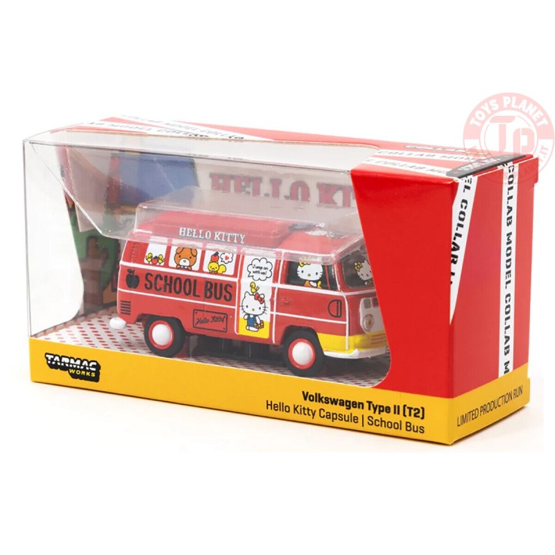 T64S-010-HK VOLKSWAGEN TYPE II (T2)-HELLO KITTY CAPSULE SCHOOL BUS-...