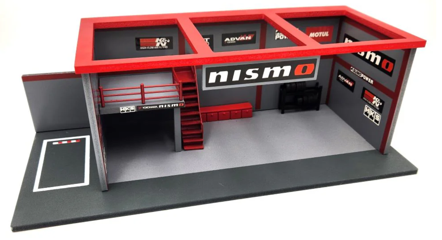 AD-76530 GARAGE DIORAMA (ADVAN DECAL INCLUDED) 1/64 AMERICAN DIORAMA