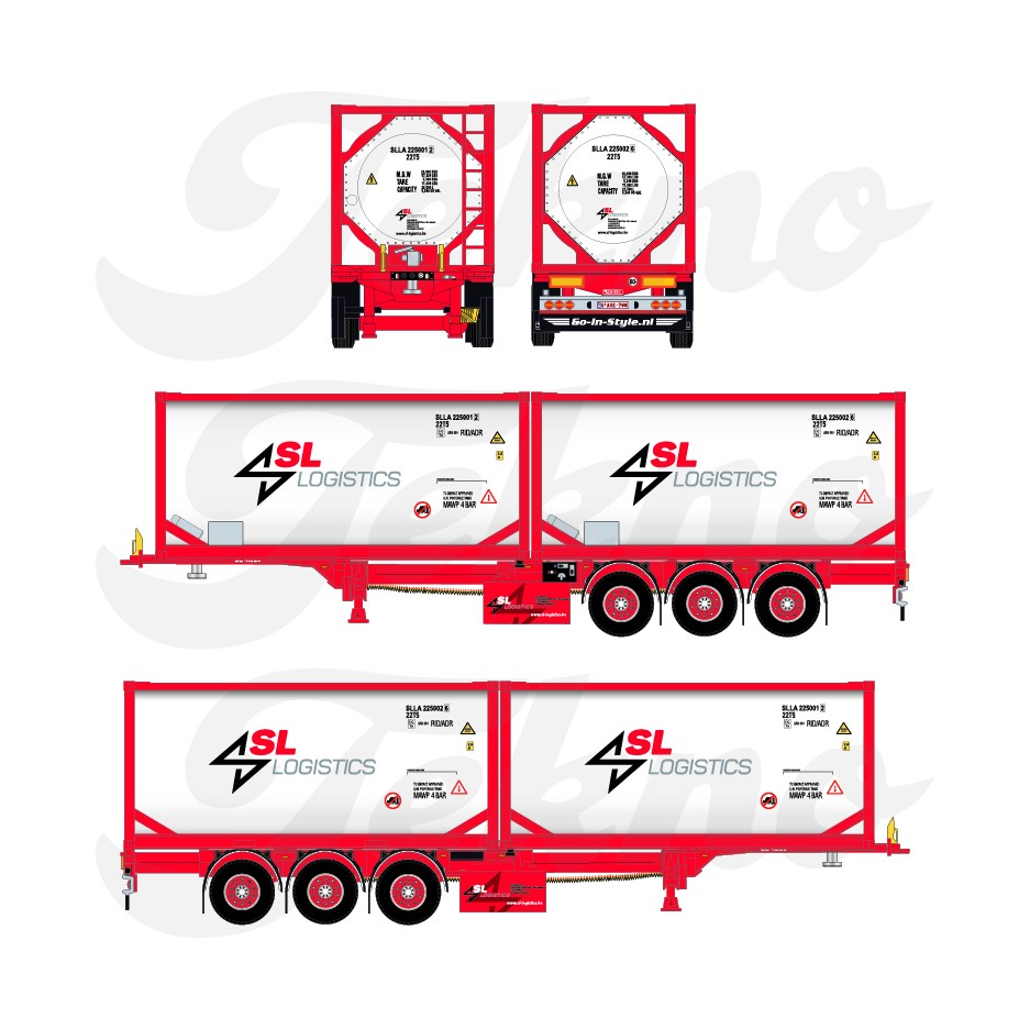 TEKNO 86998 D-Tec 3 axle trailer with 2x 20ft. ISO Tankcontainers ...