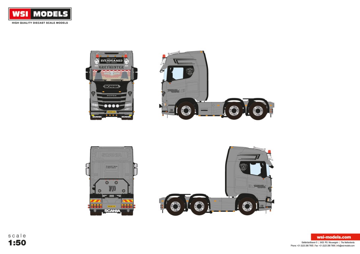 WSI 01-4365 SCANIA S HIGHLINE CS20H 6X2 TWIN STEER SVENDGAARD 129,0...