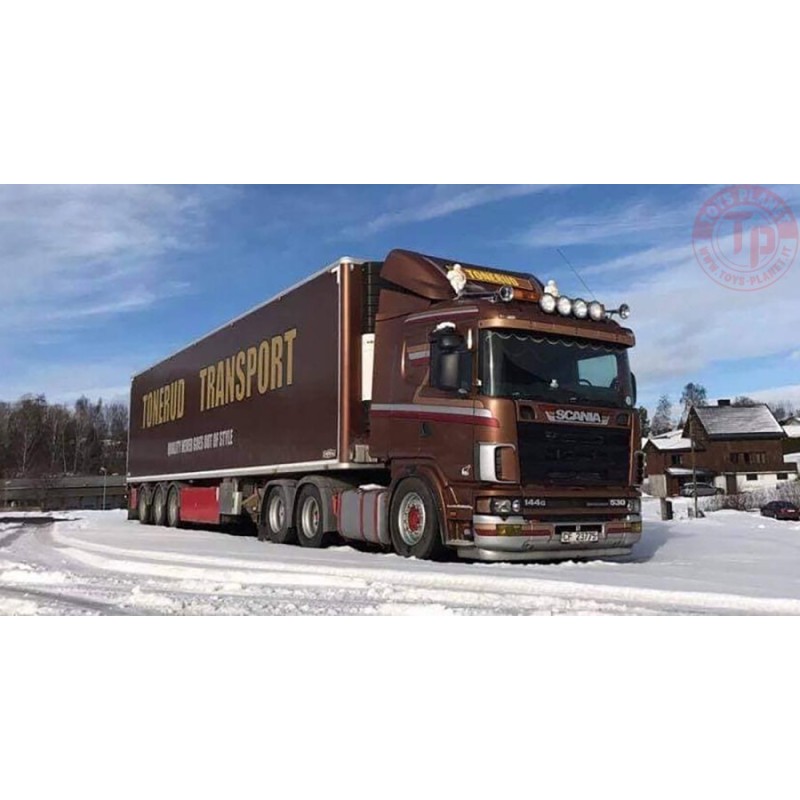 WSI 01-4396 SCANIA 4 SERIES FLAT ROOF 6X2 TAG AXLE REEFER TRAILER ...