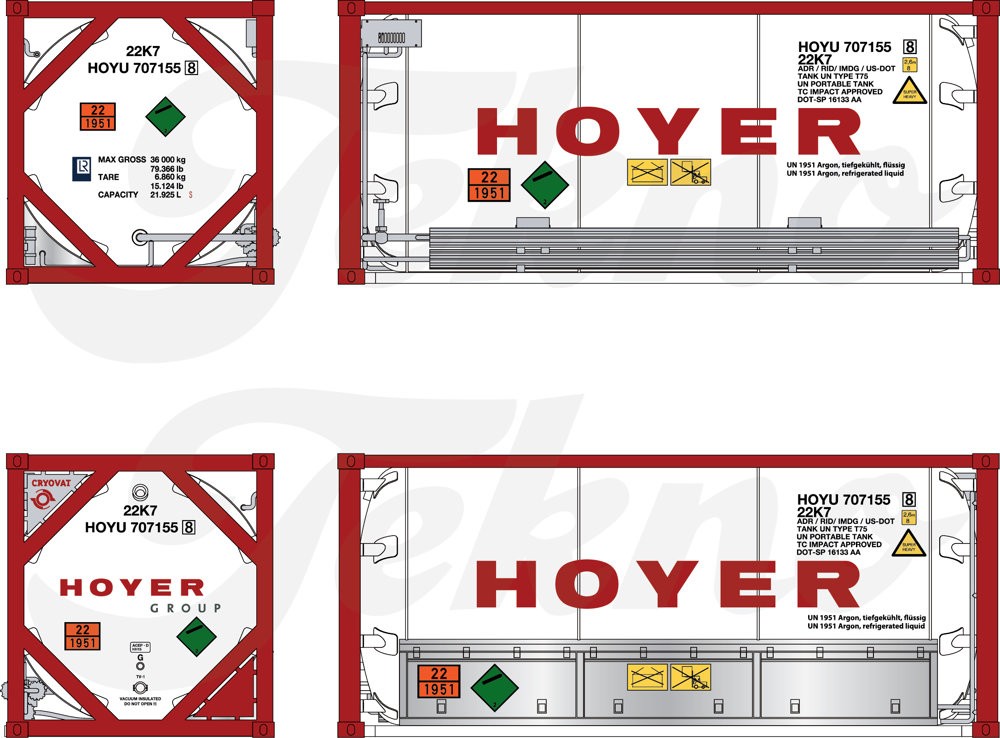 TEKNO 83385 Hoyer 20ft (resin) Gascontainer Hoyer TEKNO