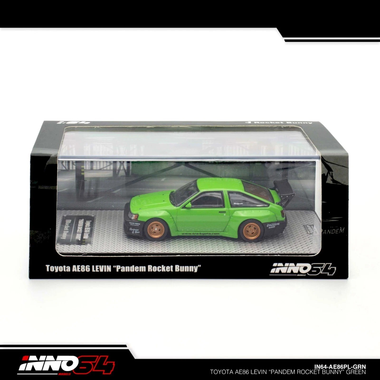 IN64-AE86PL-GRN 1/64 Toyota AE86 Levin "Pandem Rocket Bunny" verde...